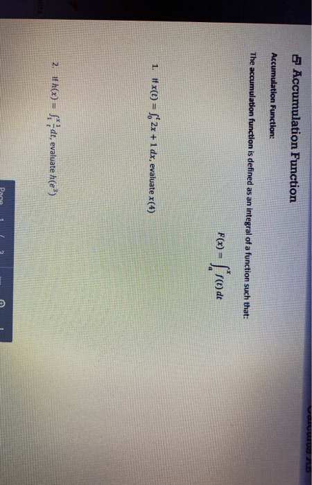 Solved Accumulation Function Accumulation Function: The | Chegg.com