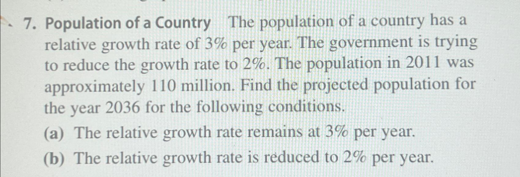Solved Population of a Country The population of a country | Chegg.com