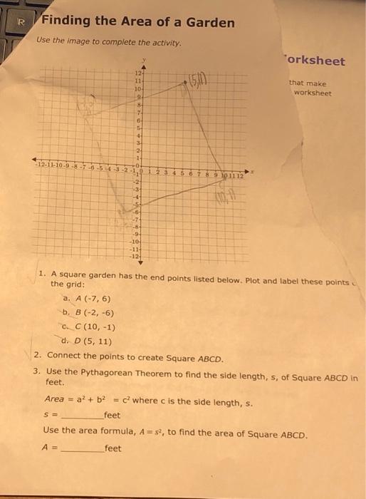 Solved Finding the Area of a Garden Use the image to | Chegg.com