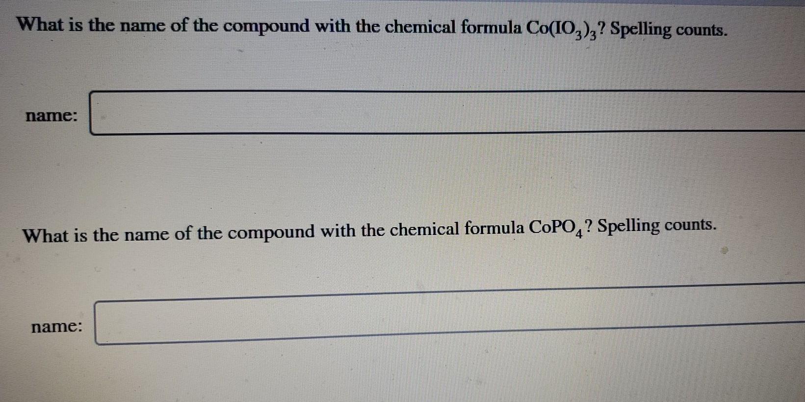Solved Determine the formula for each compound or element. | Chegg.com