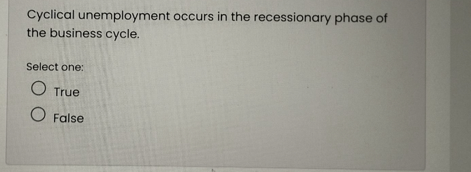 Solved Cyclical unemployment occurs in the recessionary | Chegg.com