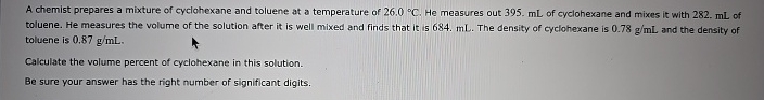 Solved A chemist prepares a mixture of cyclohexane and | Chegg.com