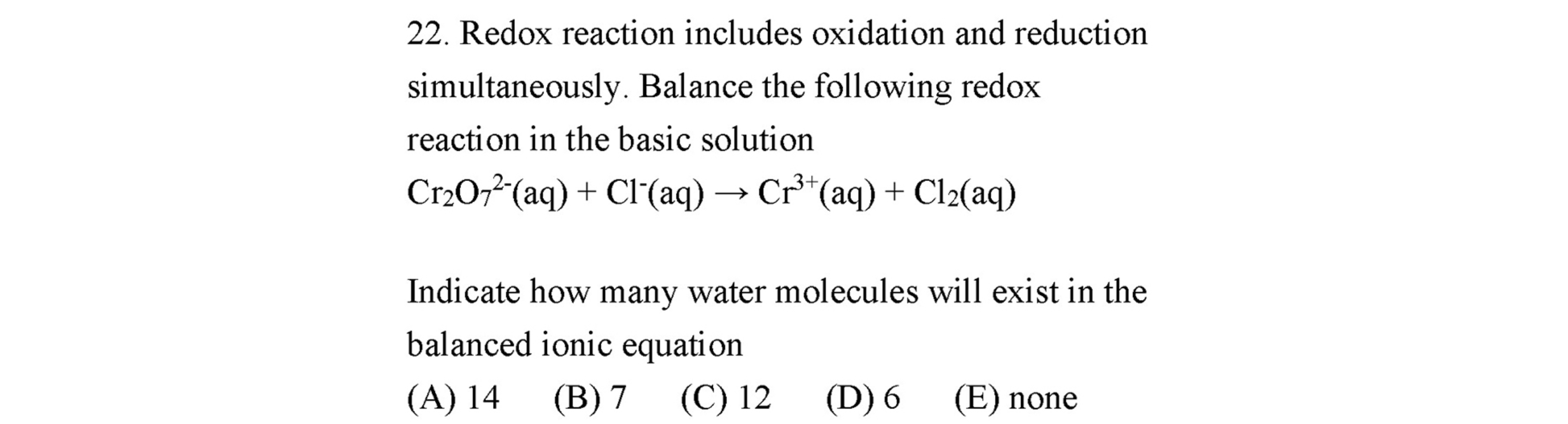 Solved Redox reaction includes oxidation and reduction | Chegg.com