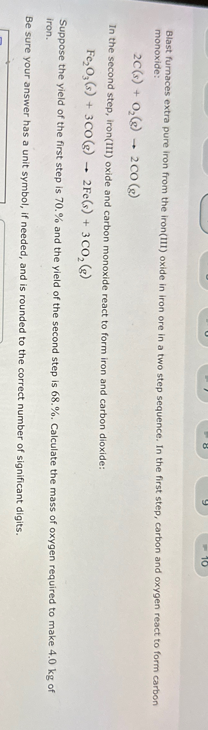 Solved Blast furnaces extra pure iron from the iron(III) | Chegg.com