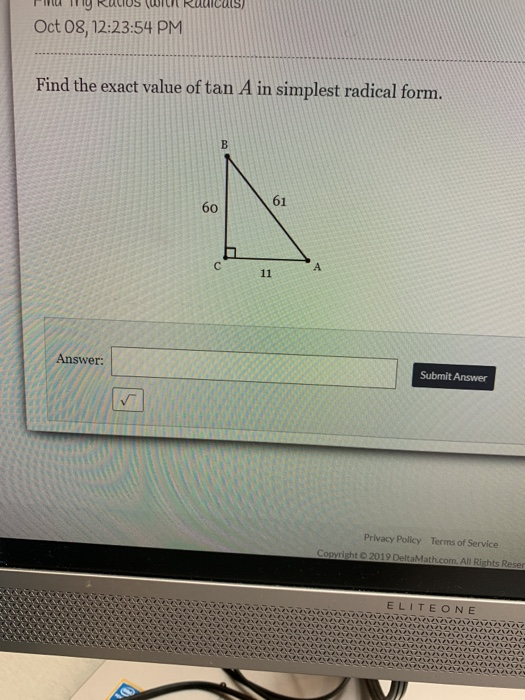 Solved HII Find Trig Ratios (with Radicals) Oct 08, 12:23:54 | Chegg.com