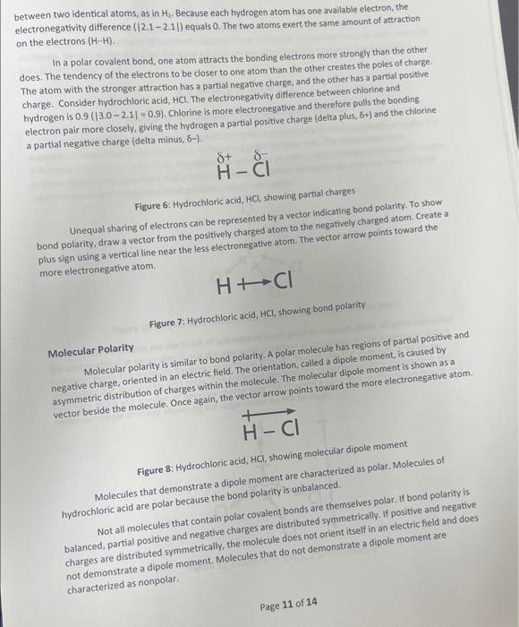 Part c: Bonding and Polarity In this experiment you | Chegg.com
