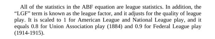 Solved 3. Using the original linear-weights model, calculate | Chegg.com