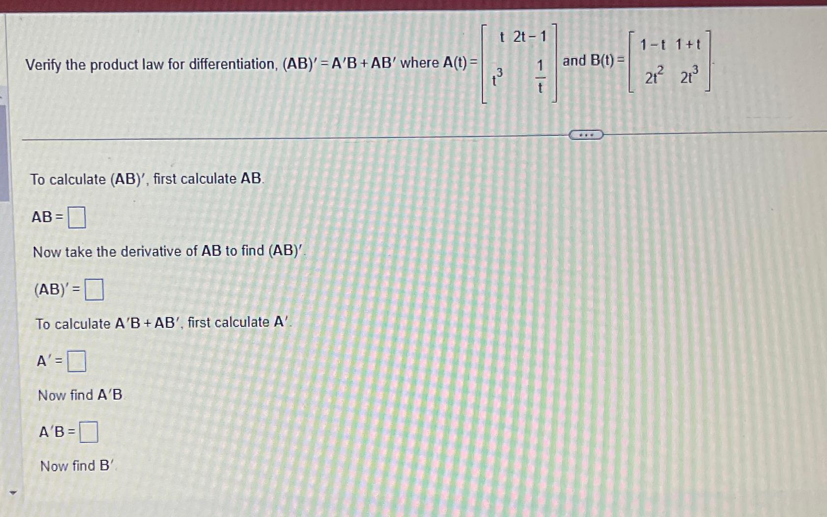 Solved Verify the product law for differentiation, | Chegg.com