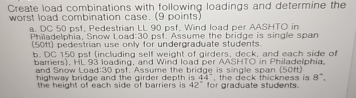 Solved Create load combinations with following loadings and | Chegg.com