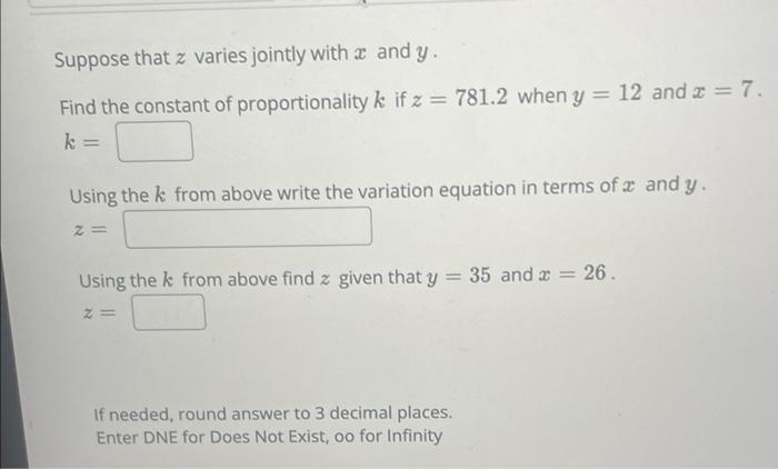 Solved Suppose that z varies jointly with x and y. Find the | Chegg.com