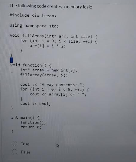 Solved The following code creates a memory leak:#include | Chegg.com