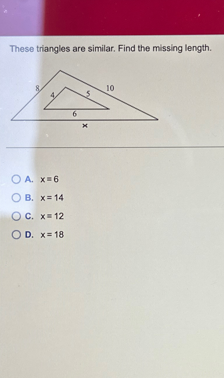 These triangles are similar. Find the missing | Chegg.com