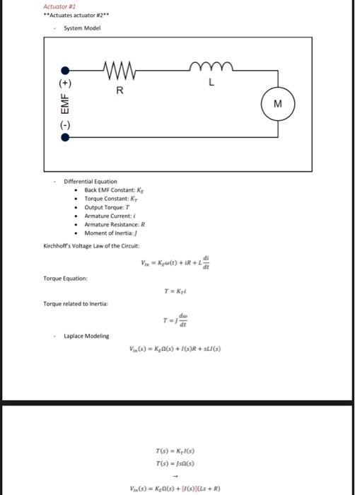 Solved Differential Equation - Back EMF Constant: Kr - | Chegg.com