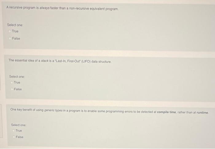 Solved A recursive program is always faster than a | Chegg.com