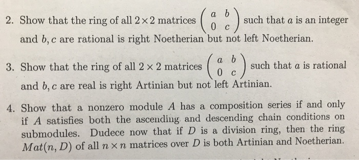 Solved 2. Show that the ring of all 2 x 2 matrices moti | Chegg.com