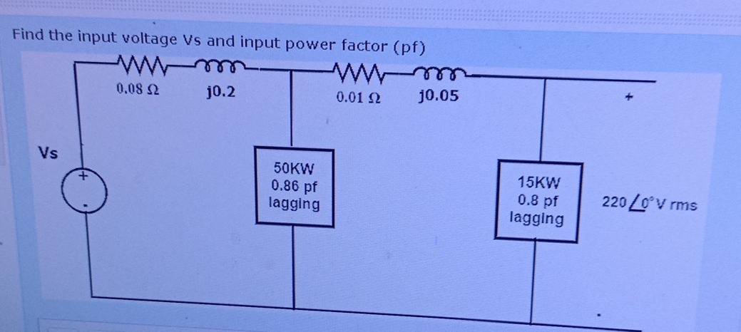 Solved Find the input voltage Vs ﻿and input power factor | Chegg.com