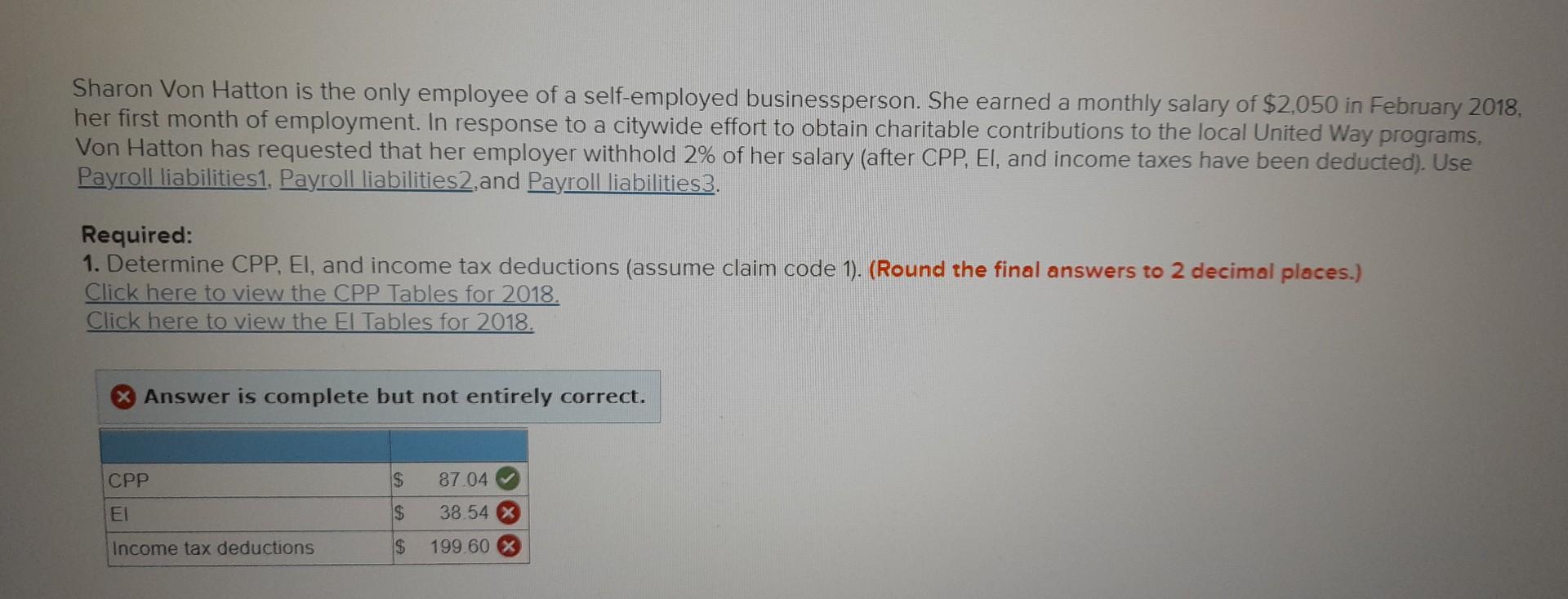 Solved Sharon Von Hatton is the only employee of a | Chegg.com