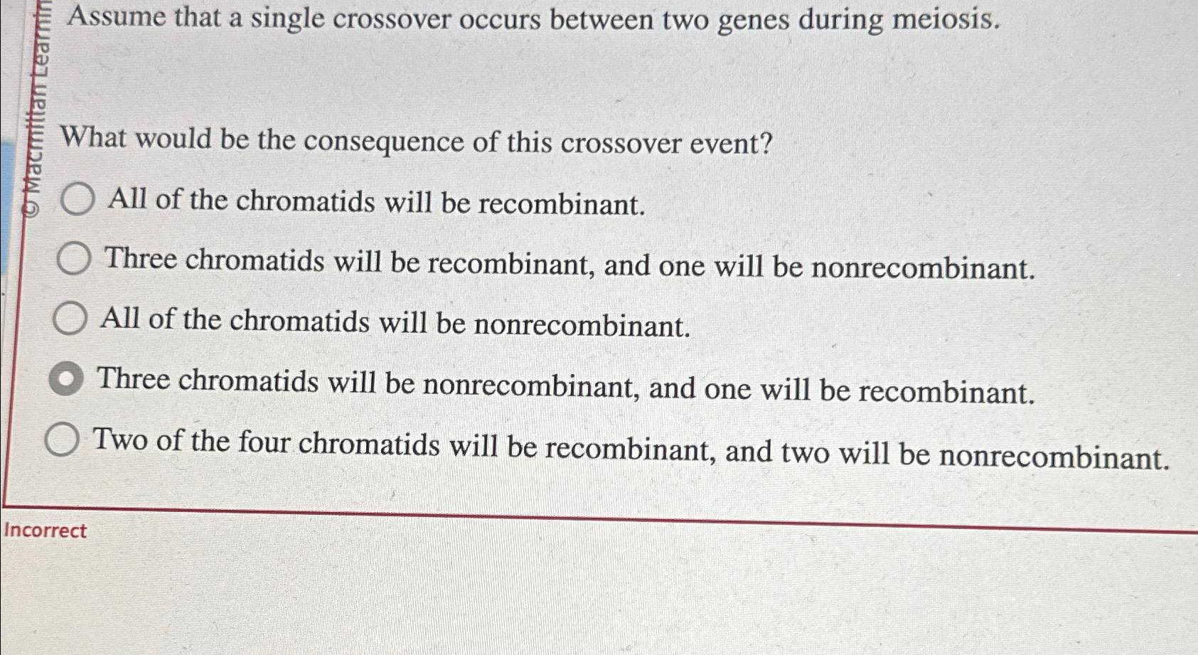 Solved Assume that a single crossover occurs between two | Chegg.com