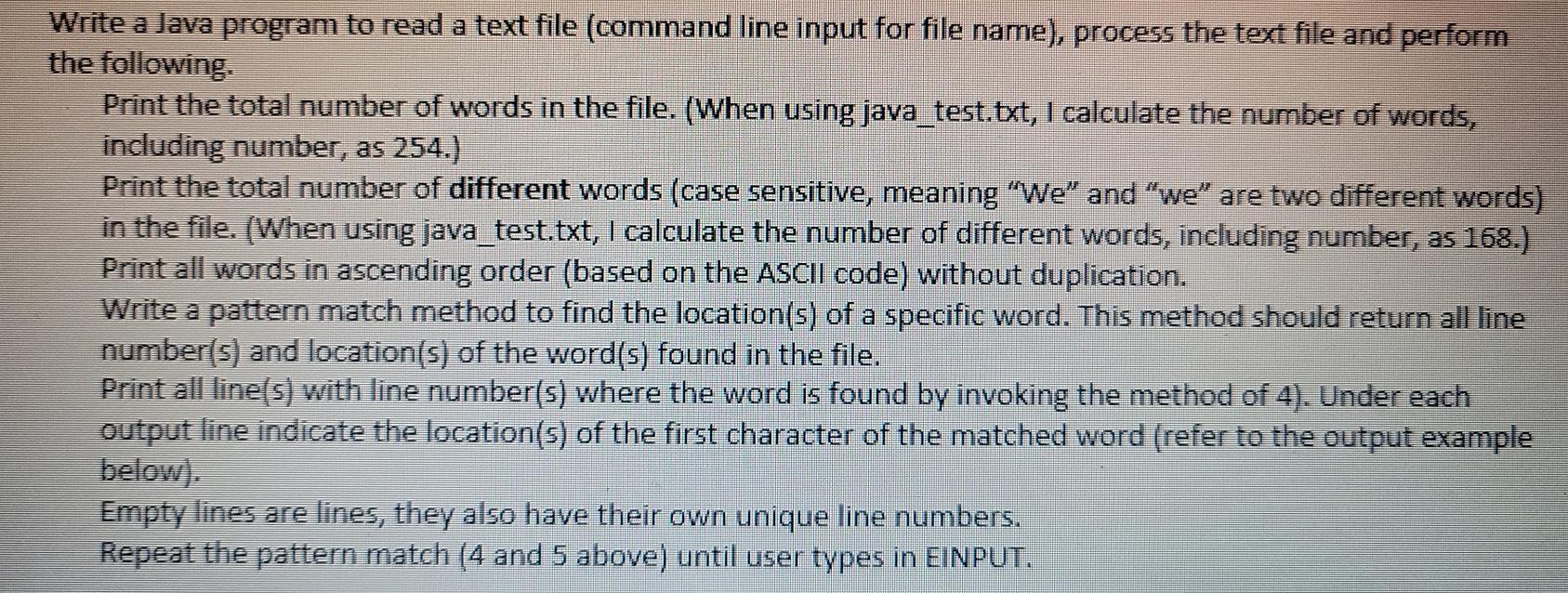 Solved Write A Java Program To Read A Text File Command