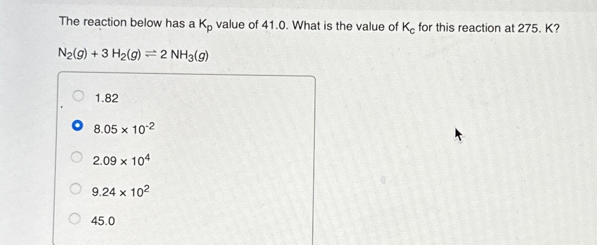 Solved The reaction below has a Kp ﻿value of 41.0 . ﻿What is | Chegg.com