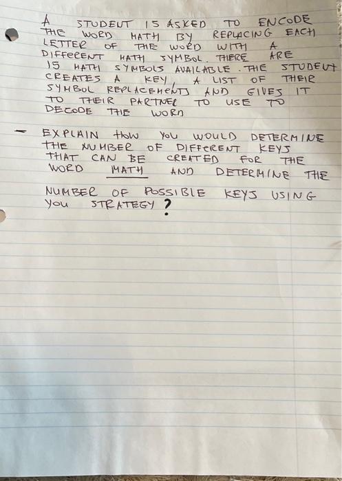 A Student Is Asked To Encode The Word Math By Chegg