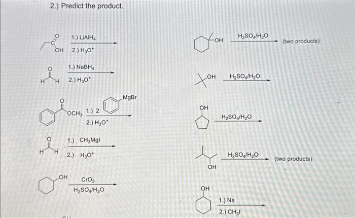 Solved 2.) Predict the product. OH H2SO4/H2O (two products) | Chegg.com