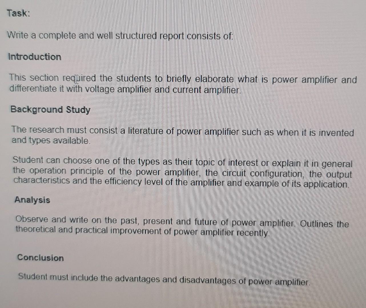 Solved Task: Write a complete and well structured report | Chegg.com