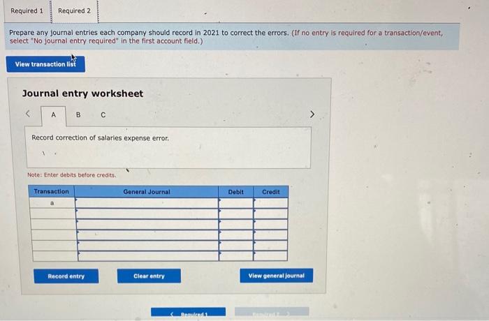 Solved Exercise 20-23 (Algo) Error correction; three errors | Chegg.com