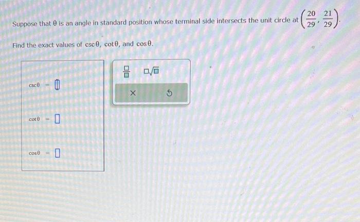 Solved Suppose that theta is an angle in standard poston | Chegg.com