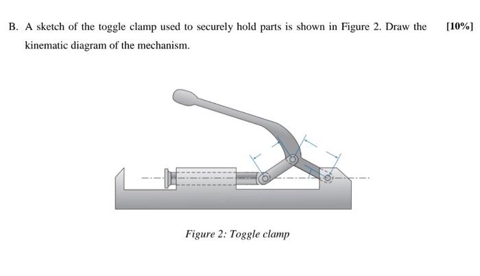 Solved [10%) B. A sketch of the toggle clamp used to | Chegg.com