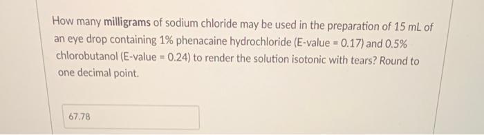 Solved Calculate the sodium chloride equivalent for sodium | Chegg.com