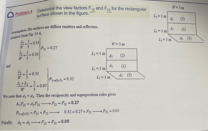Problem 4 Determine the view factors F13 and F23 for | Chegg.com