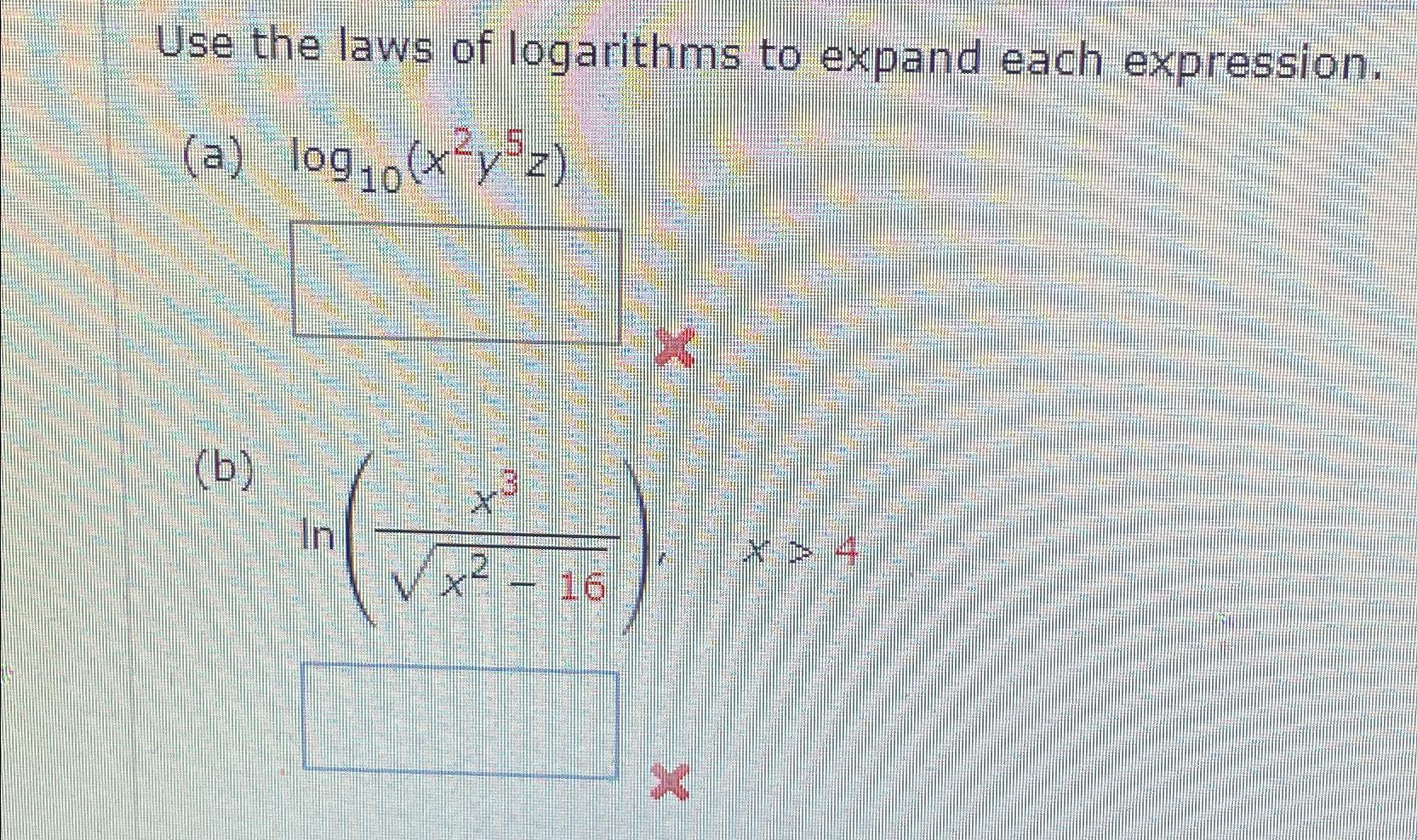 Solved Use the laws of logarithms to expand each | Chegg.com