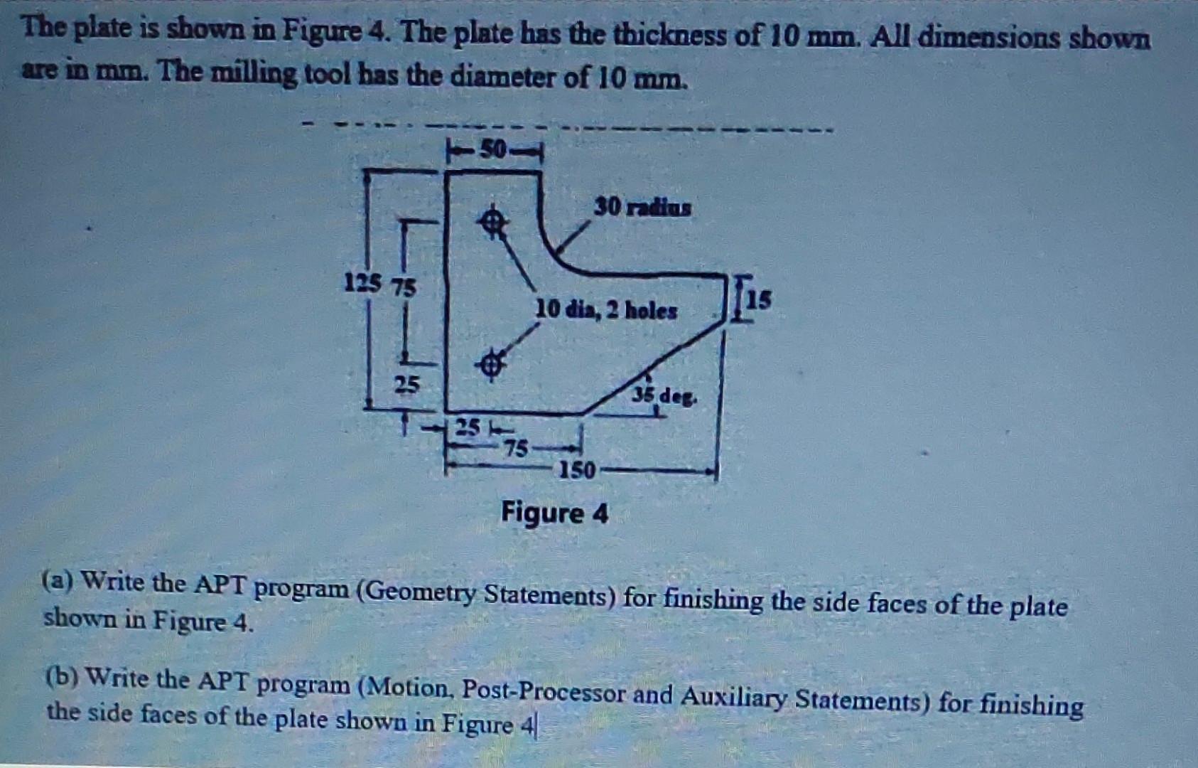 Solved The plate is shown in Figure 4. The plate has the | Chegg.com