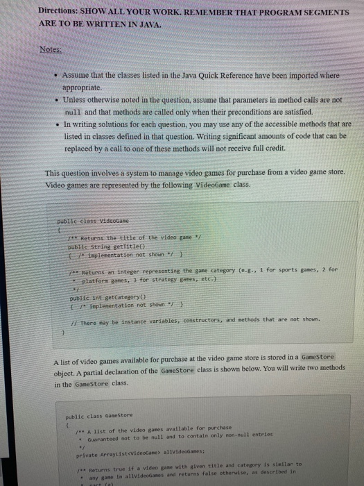 Directions: SHOW ALL YOUR WORK. REMEMBER THAT PROGRAM | Chegg.com