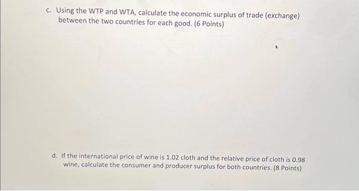 Solved c. Using the WTP and WTA, calculate the economic | Chegg.com