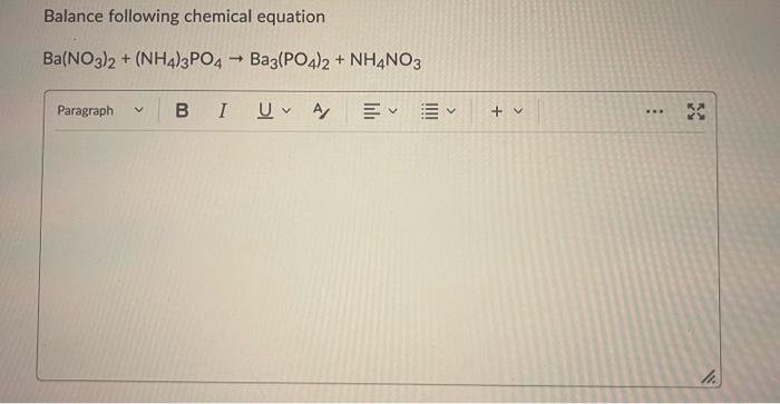 Solved Balance following chemical equation | Chegg.com
