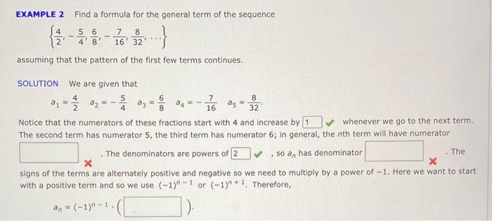Solved 4. EXAMPLE 2 Find a formula for the general term of | Chegg.com
