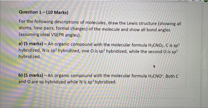 Solved - Question 1 -(10 Marks) For the following | Chegg.com