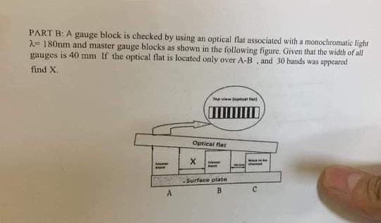 Solved PART B: A gauge block is checked by using an optical | Chegg.com