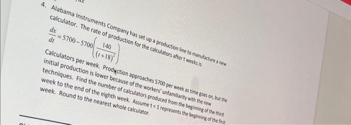 Solved 4. Alabama instruments company has set up a | Chegg.com