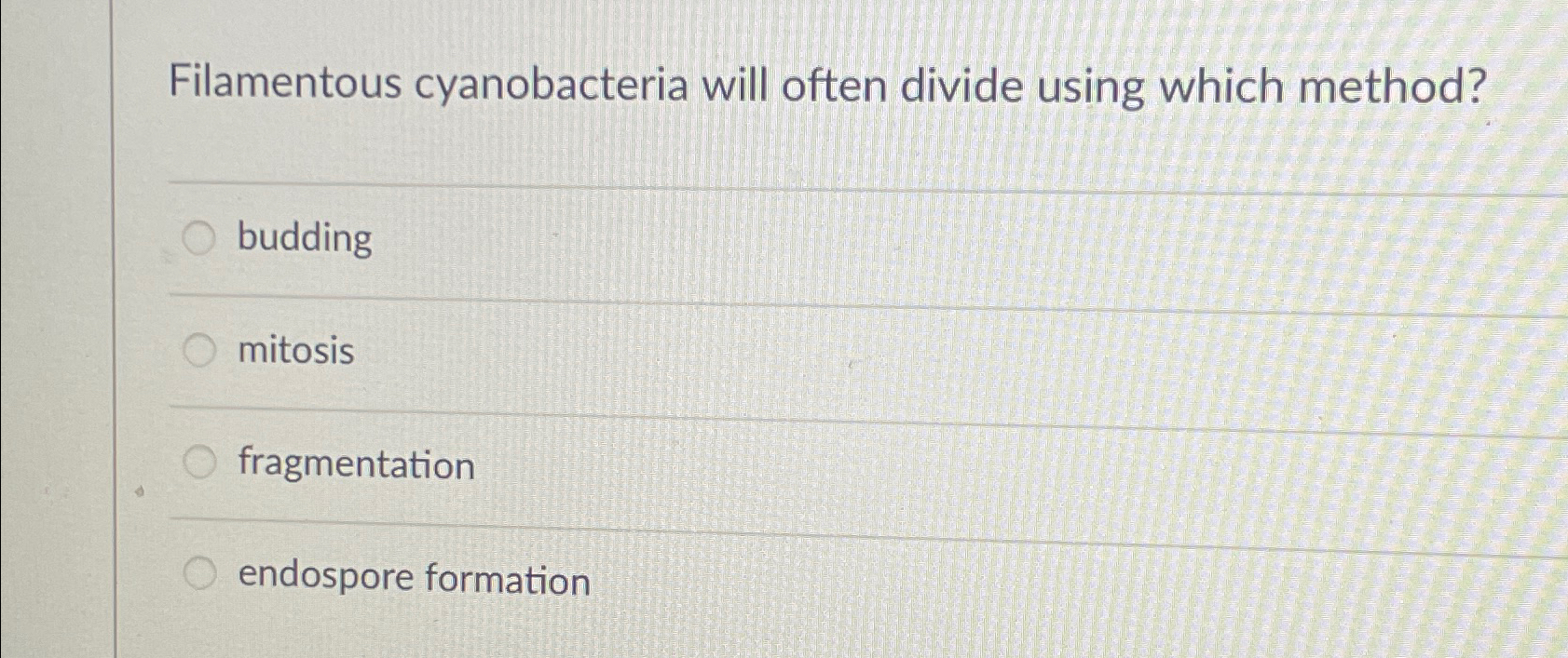 Solved Filamentous cyanobacteria will often divide using | Chegg.com