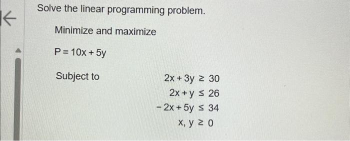 Solved Solve the linear programming problem. Minimize and | Chegg.com