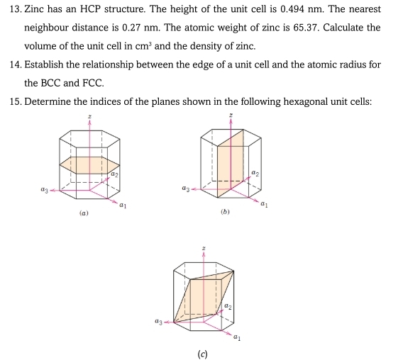 Solved Zinc has an HCP structure. The height of the unit | Chegg.com