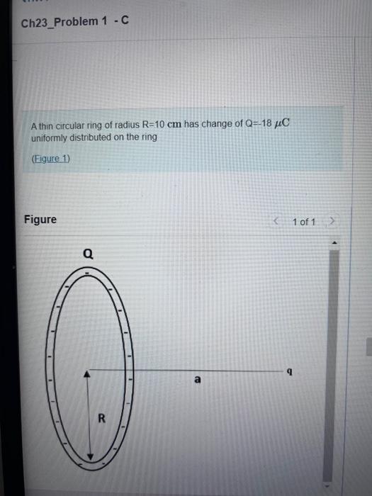 Solved A thin circular ring of radius R=10 cm has change of | Chegg.com