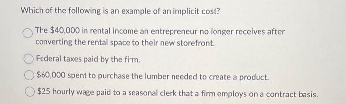 Solved Which of the following is an example of an implicit | Chegg.com