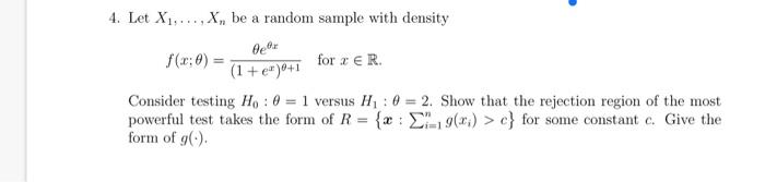 Solved Let X1, . . . , Xn be a random sample with | Chegg.com