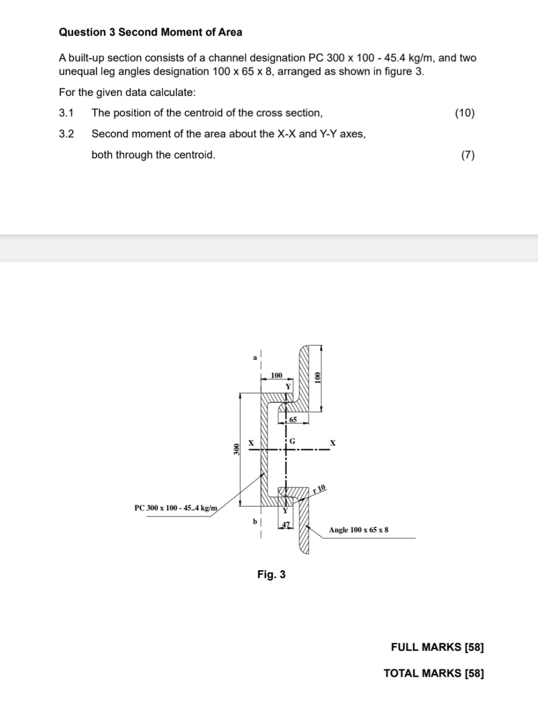 Question 3 ﻿Second Moment of AreaA built-up section | Chegg.com