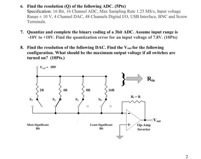 Solved 6. Find the resolution (Q) of the following ADC. | Chegg.com