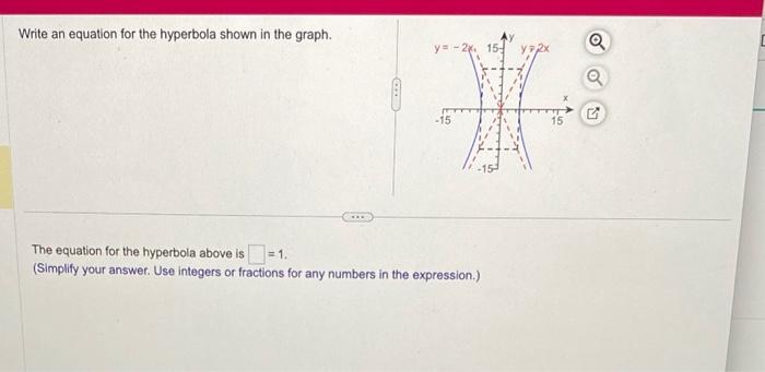 Solved Write An Equation For The Hyperbola Shown In The 7190